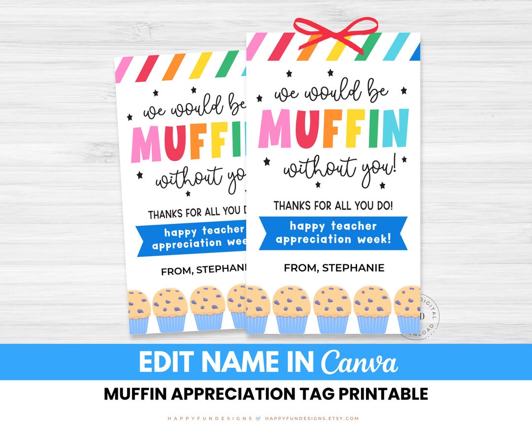 Editable We Would Be Muffin Without You Tag Printable, Muffin ...