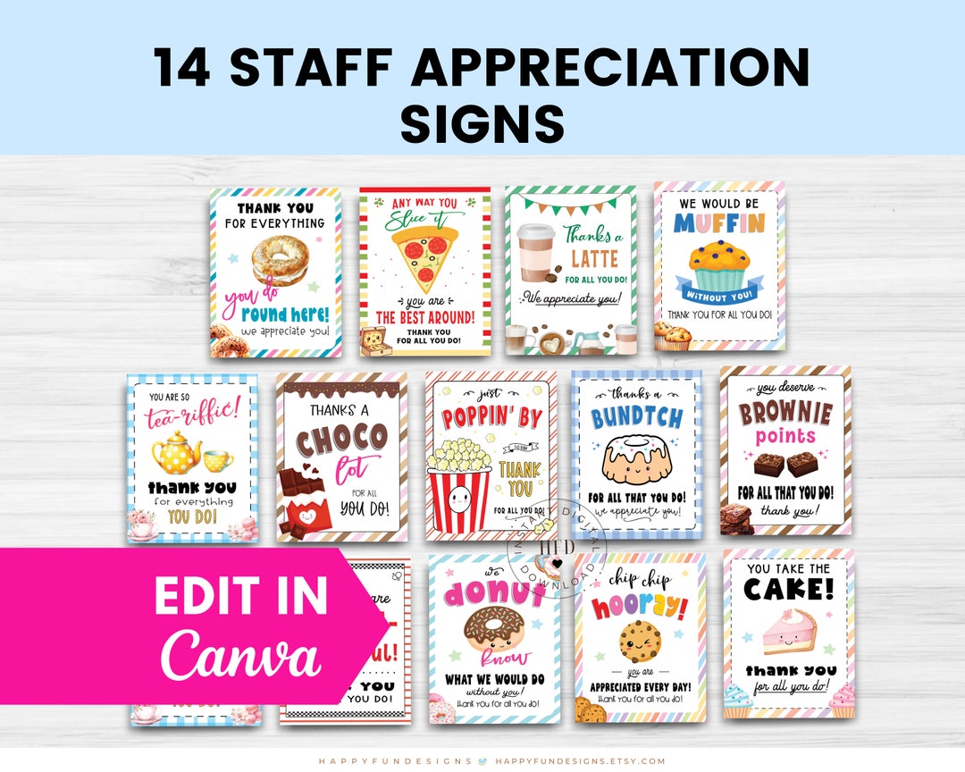 14 Staff Appreciation Editable Sign Printable, Snack Sign for Staff ...