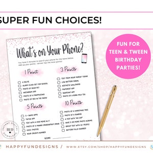What's on Your Phone Game Printable Party Game for Teen - Etsy