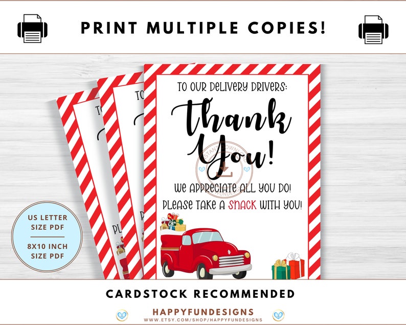 Delivery Driver Christmas Sign Printable, Thank You for Delivery Driver ...