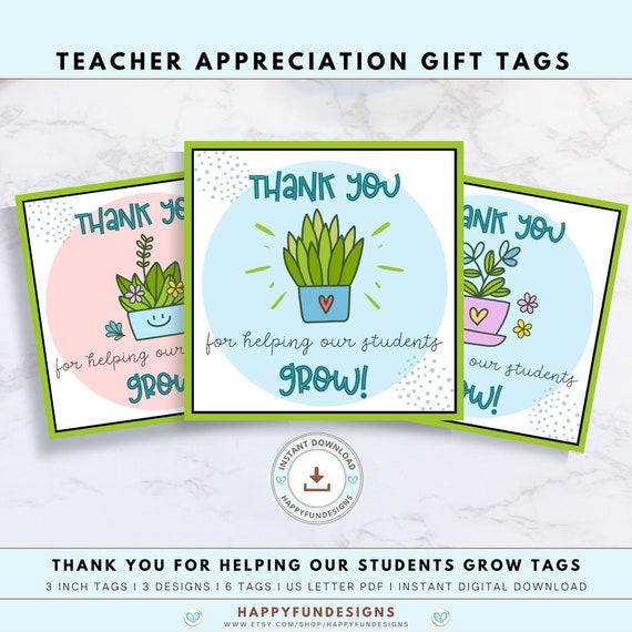 Thank You for Helping Our Students Grow Tags Printable - Etsy