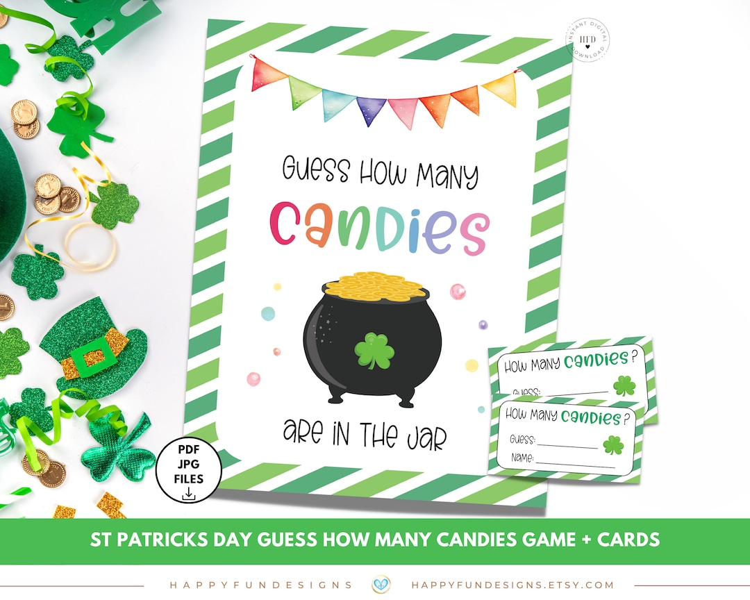 St Patricks Day Guess How Many Candies Are in Jar Game Printable ...