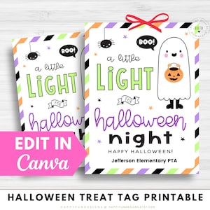 Editable A Little Light for Halloween Night Tag Printable Halloween ...