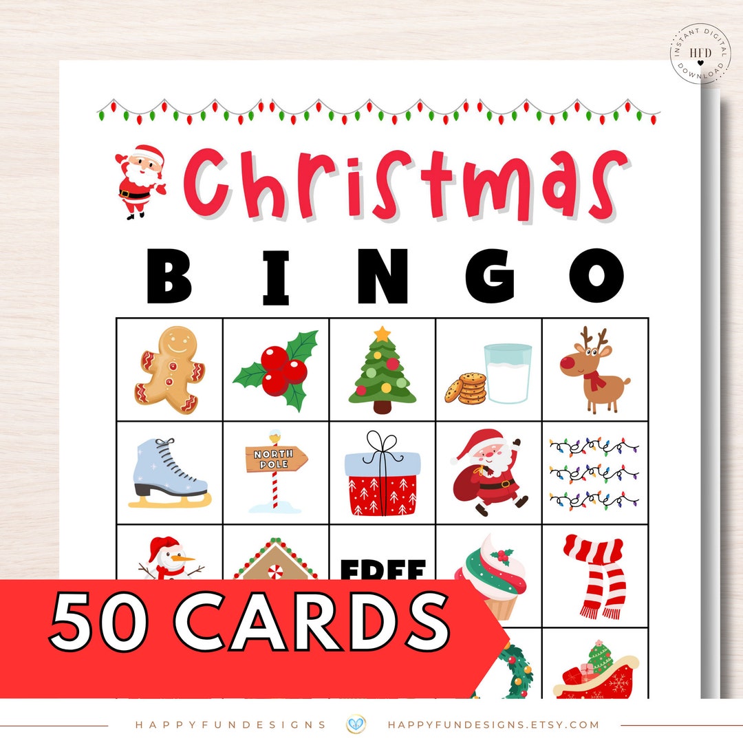 Christmas Classroom Bingo Game Printable, Christmas Eve Game, Xmas ...