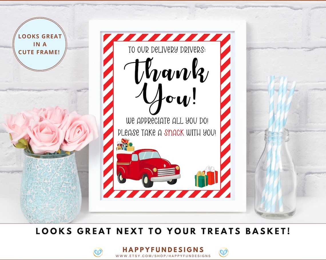 Delivery Driver Christmas Sign Printable Thank You for - Etsy