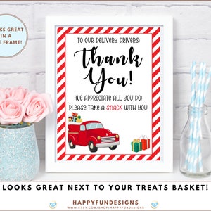 Delivery Driver Christmas Sign Printable, Thank You for Delivery Driver ...