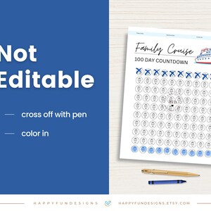 Cruise Countdown Printable, 100 Day Vacation Cruise, Cruise Essential ...