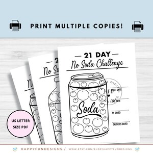 21 Day No Soda Challenge Tracker, Health Challenge, Habit Tracker ...
