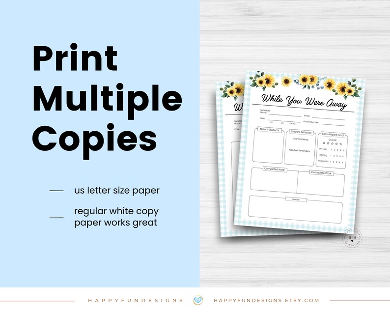 Substitute Teacher Note Template Editable, While You Were Away ...