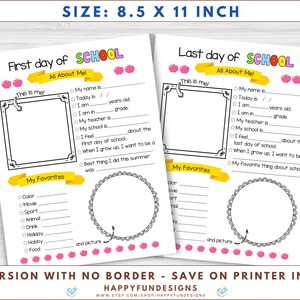 First Day of School Sign, All About Me Printable, Back to School Kids ...