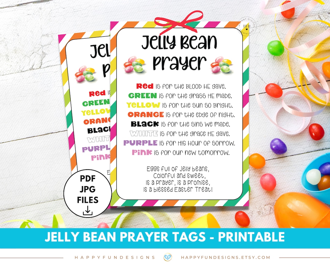Jelly Bean Prayer Poem Tag Printable, Easter Church Activity, Sunday ...