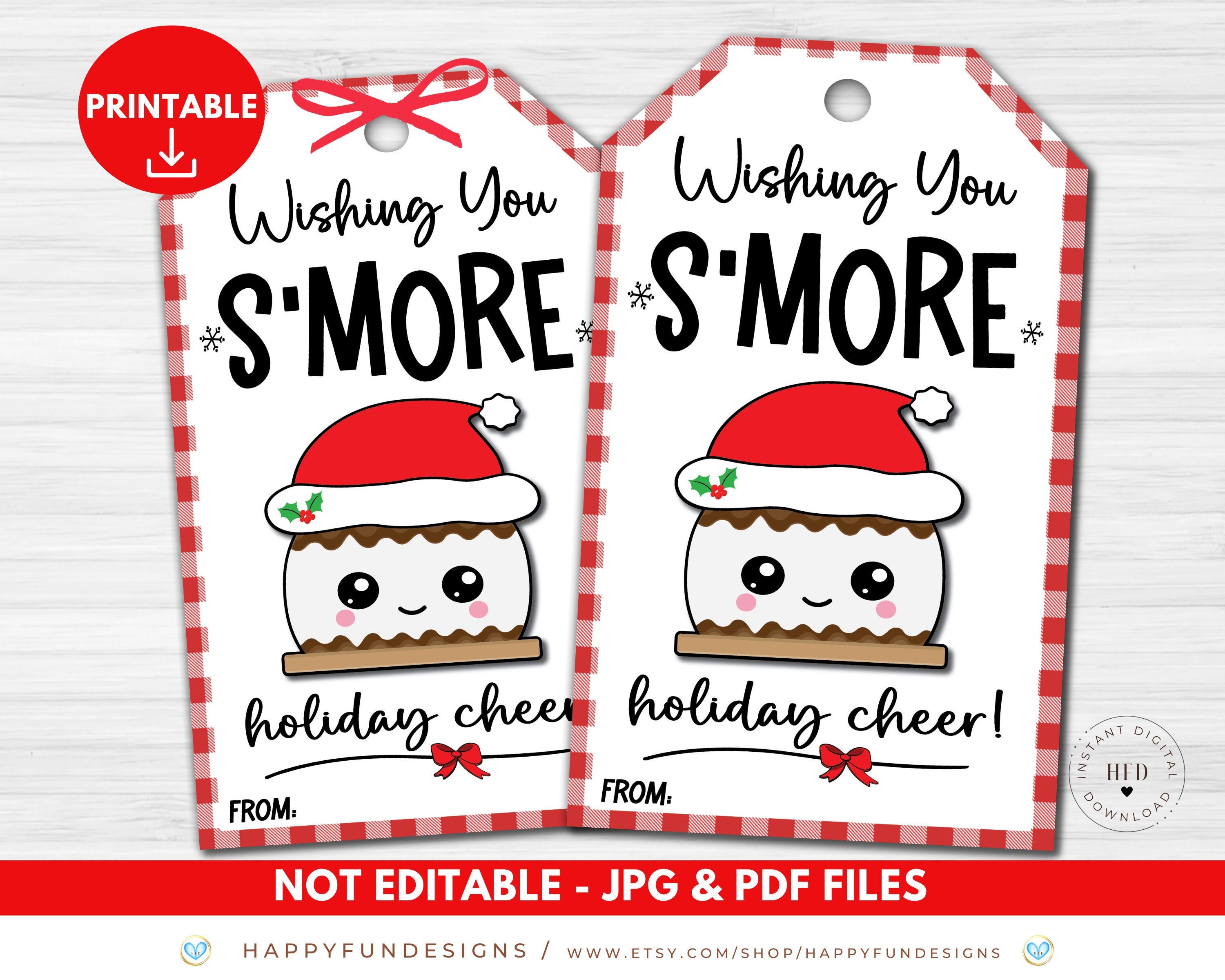 Christmas Smore Tag Printable Wishing You Smore Holiday - Etsy