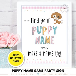 Whats Your Puppy Name Game Printable, Puppy Name Sign, Kids Puppy ...