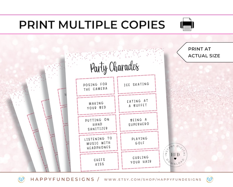 Printable Charades Game, Teen Girl Games, Charades Game for Kids ...