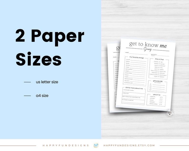 Get to Know Me Printable, Work Exchange Gift, Editable Survey, All ...