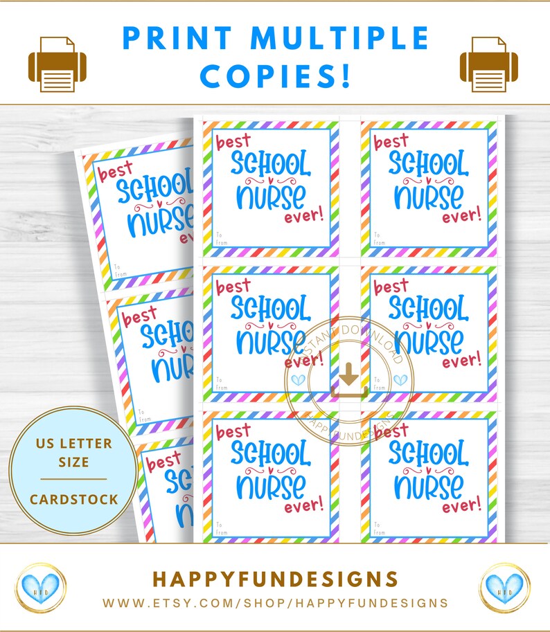 School Nurse Appreciation Gift Tags Printable Best School - Etsy