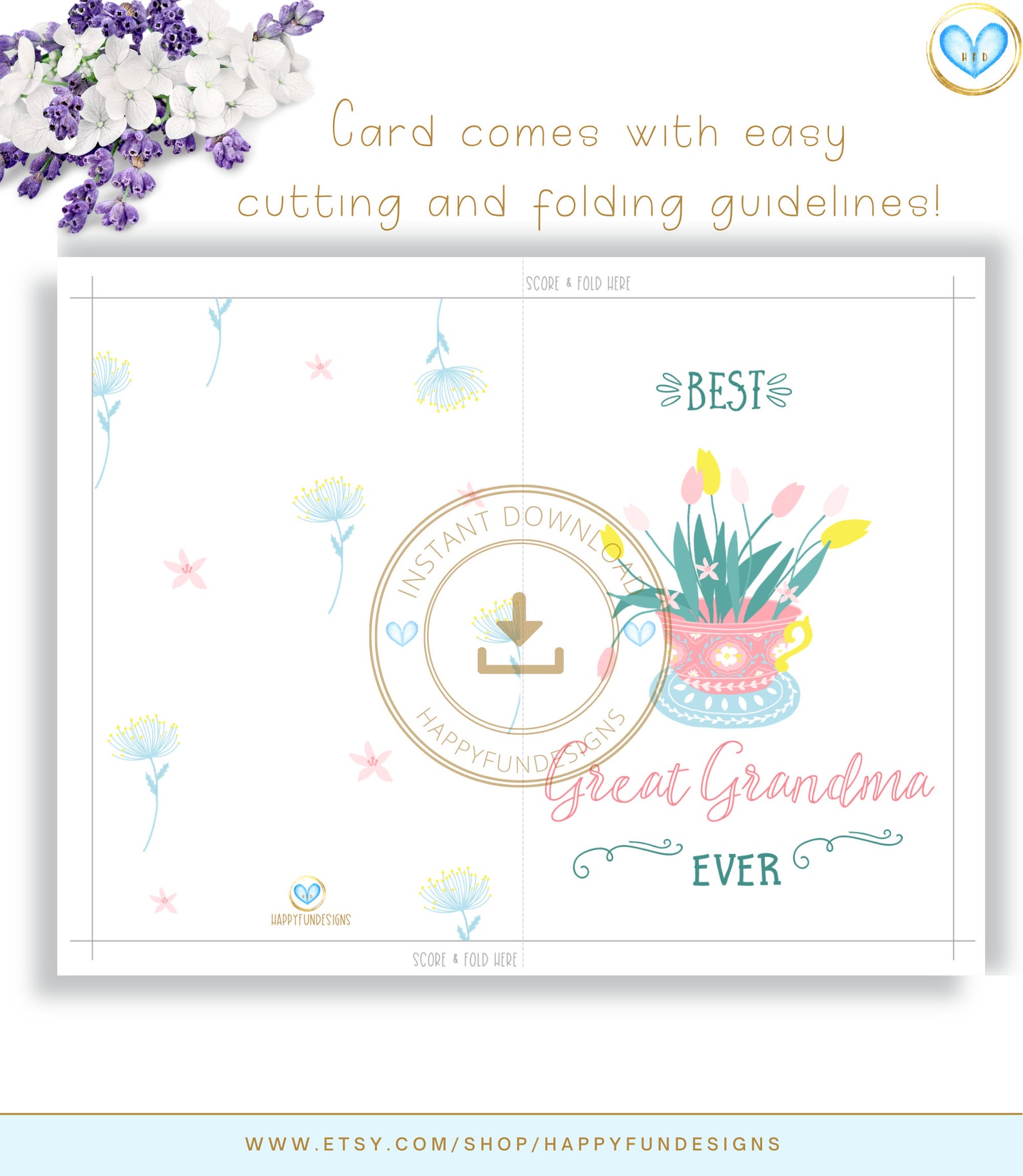 Mothers Day Card Grandma Printable Great Grandma Gift Great | Etsy