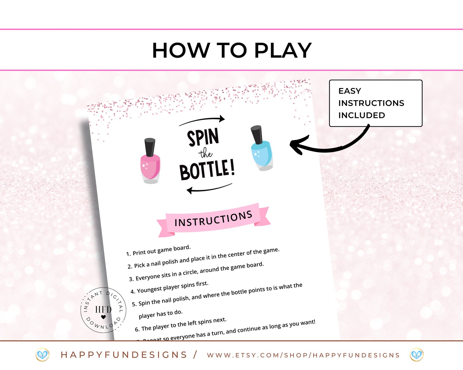Spin the Nail Polish Game Printable, Spin the Bottle Teen Girl Game ...