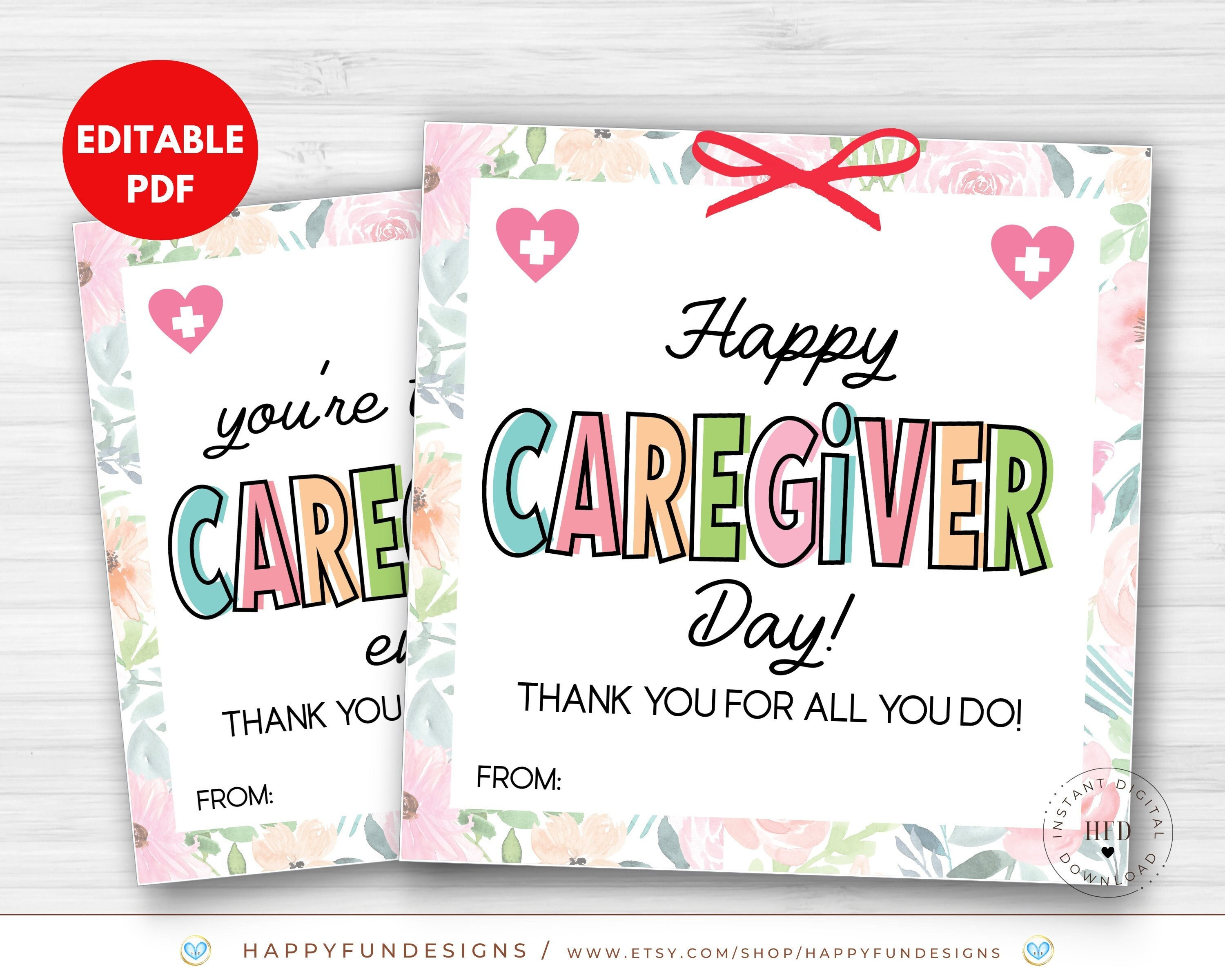 National Caregivers Day Tag Printable, Thank You Caregiver, Hospital ...