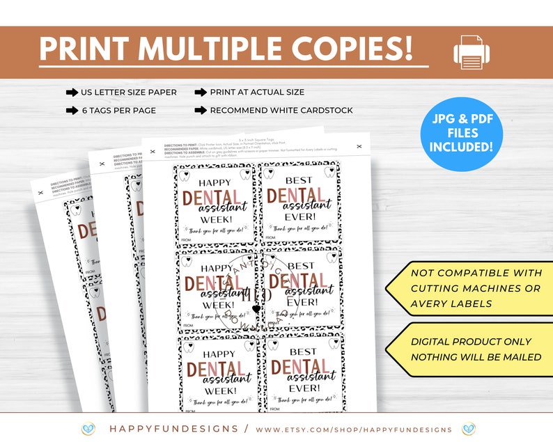 Dental Appreciation Tag Printable, Dental Assistant Week Gift Ideas ...