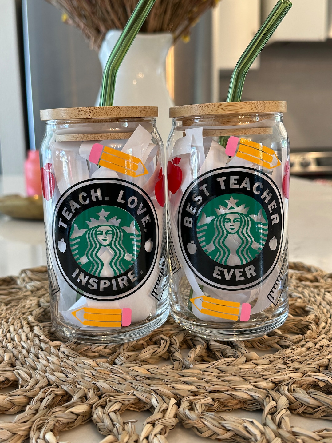 Starbucks Best Teacher Coffee Cup, Teach Love Inspire, Ice Coffee Drink ...