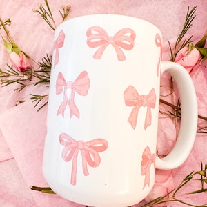 Coquette Coffee Mug, Pink Mug, Cute Bow Mug Gift for Her, Present for ...
