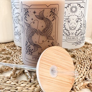 Zodiac Sign Can Glass, Astrology Sign, Ice Coffee Drink, Party Gift ...