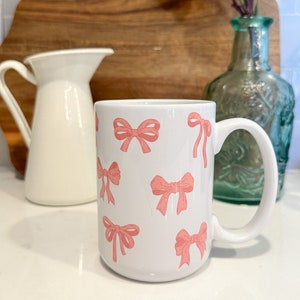 Coquette Coffee Mug, Pink Mug, Cute Bow Mug Gift for Her, Present for ...