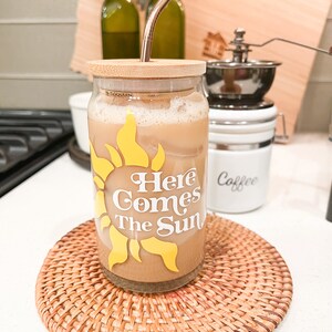 Here Comes the Sun Coffee Cup, Sunshine Mug, Ice Coffee Drink ...