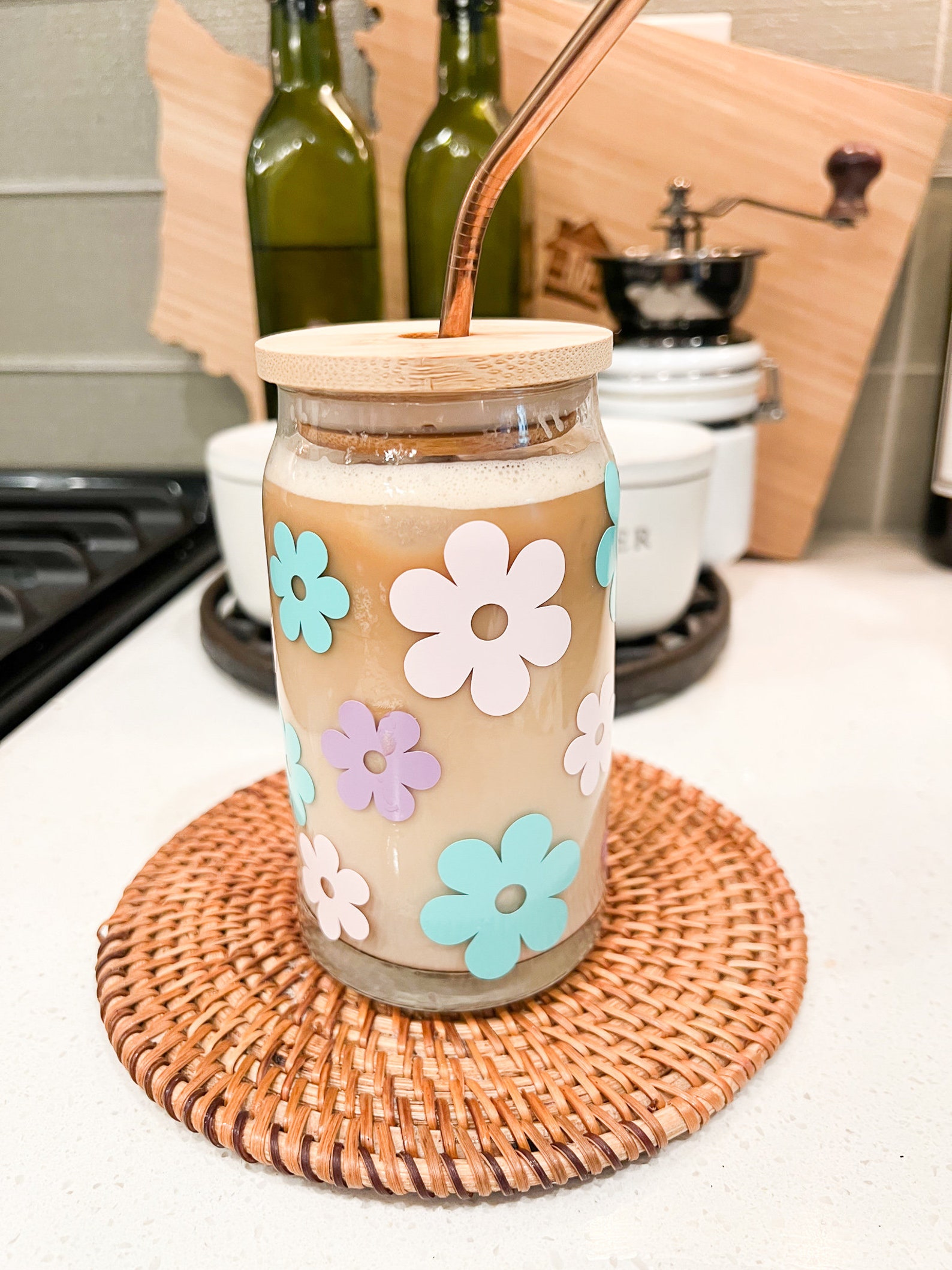 Retro Daisy Coffee Cup Pastel Daisies Ice Coffee Cup Flower | Etsy