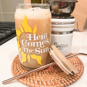 Here Comes the Sun Coffee Cup, Sunshine Mug, Ice Coffee Drink ...