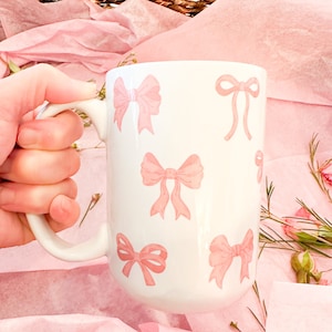 Coquette Coffee Mug, Pink Mug, Cute Bow Mug Gift for Her, Present for ...