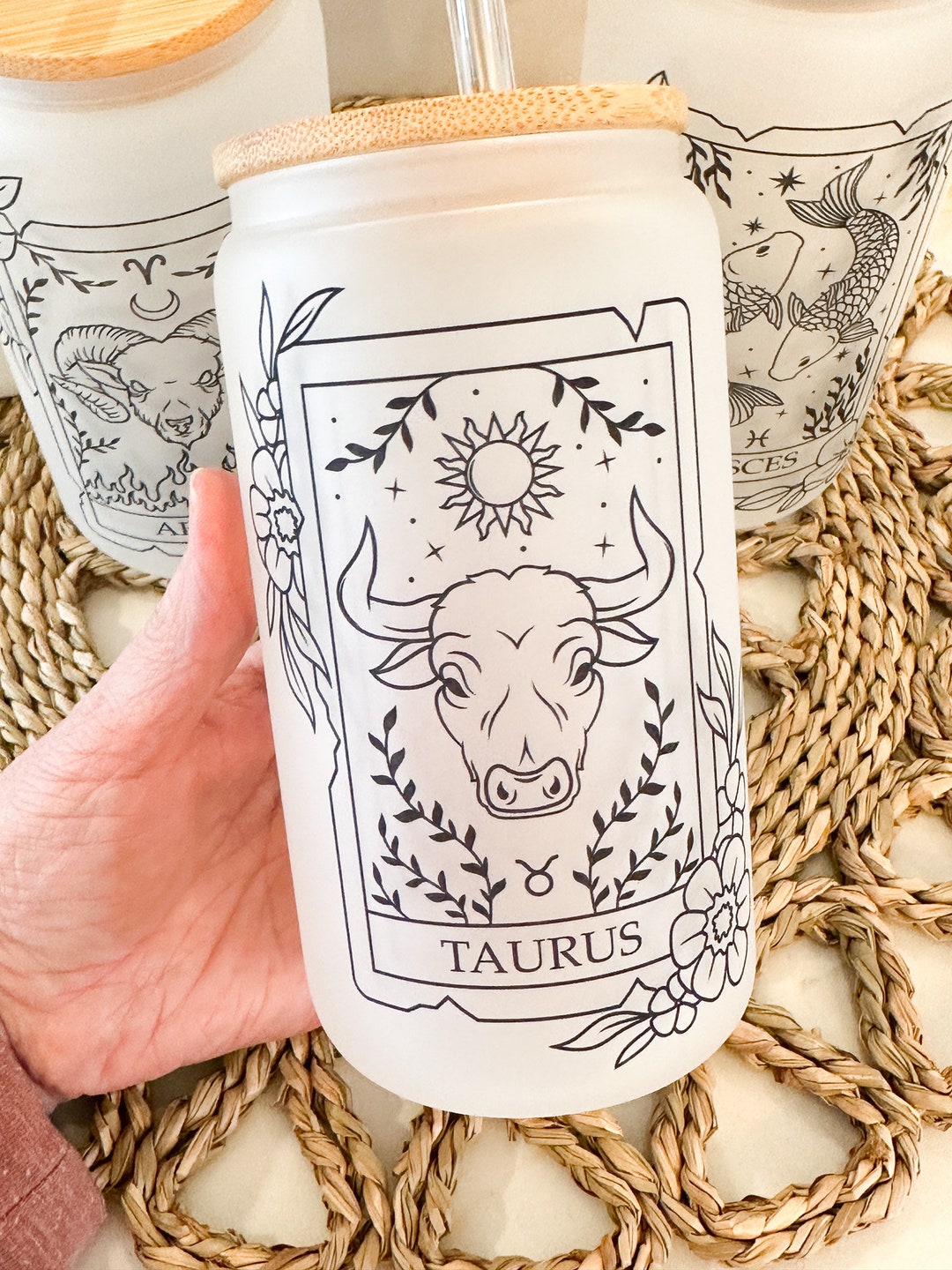 Zodiac Sign Can Glass, Astrology Sign, Ice Coffee Drink, Party Gift ...