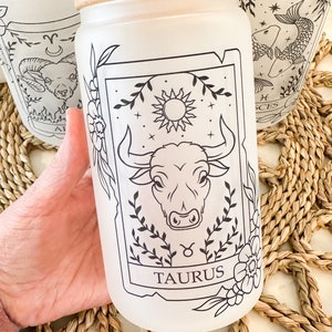 Zodiac Sign Can Glass, Astrology Sign, Ice Coffee Drink, Party Gift ...