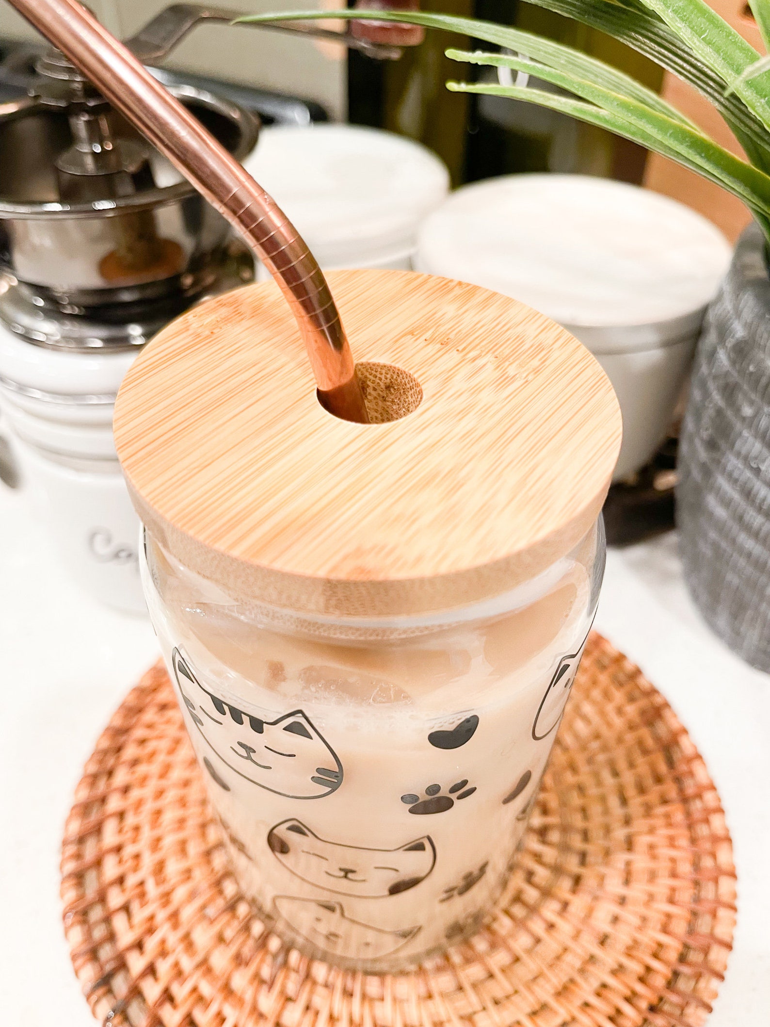 Cat Lover Coffee Cup Pet Gift Cat Face Design Ice Coffee - Etsy