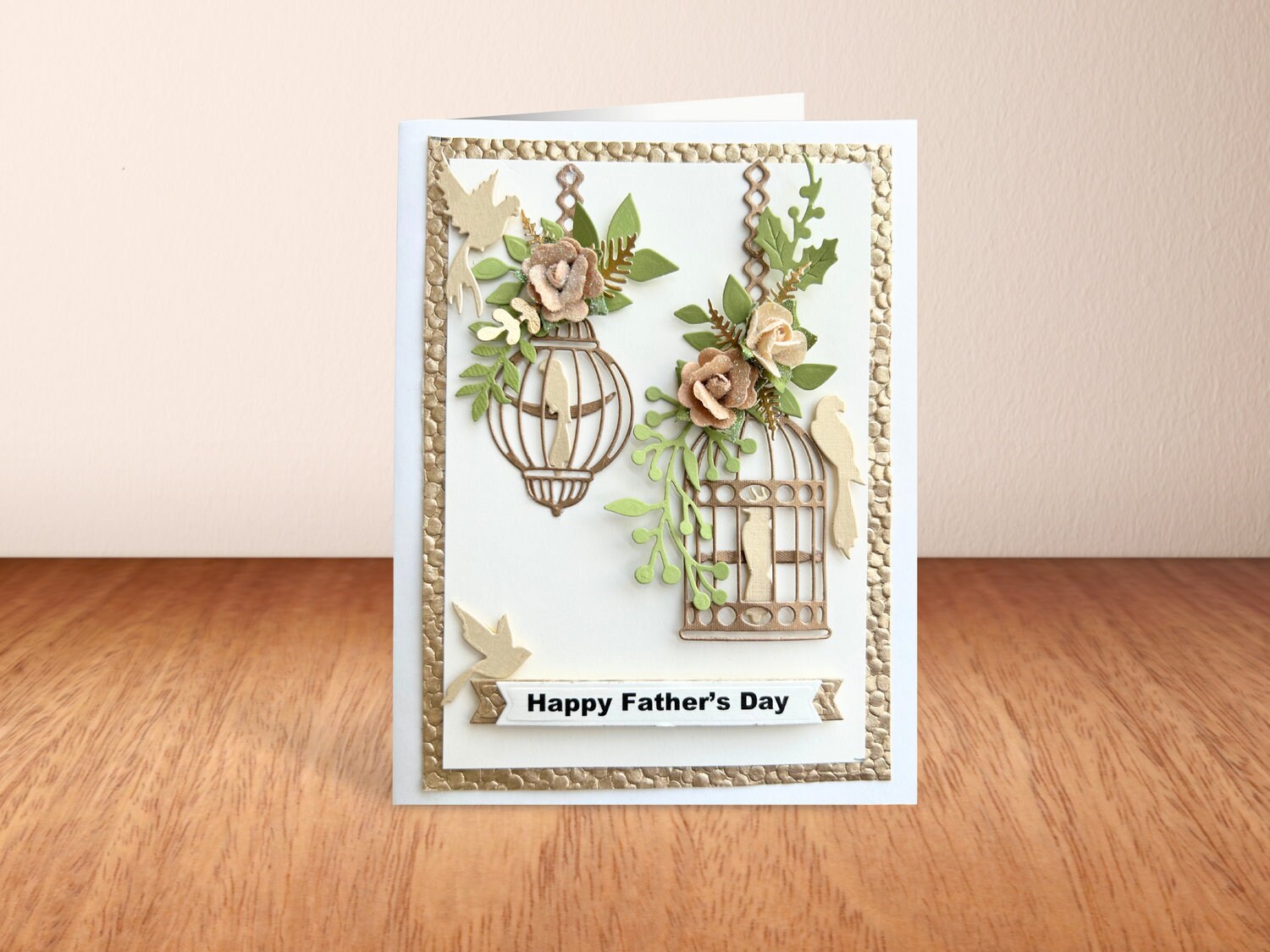 Father's Day Card for Dad With Birds and Flowers Handmade Greeting Card ...