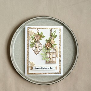 Father's Day Card for Dad With Birds and Flowers Handmade Greeting Card ...