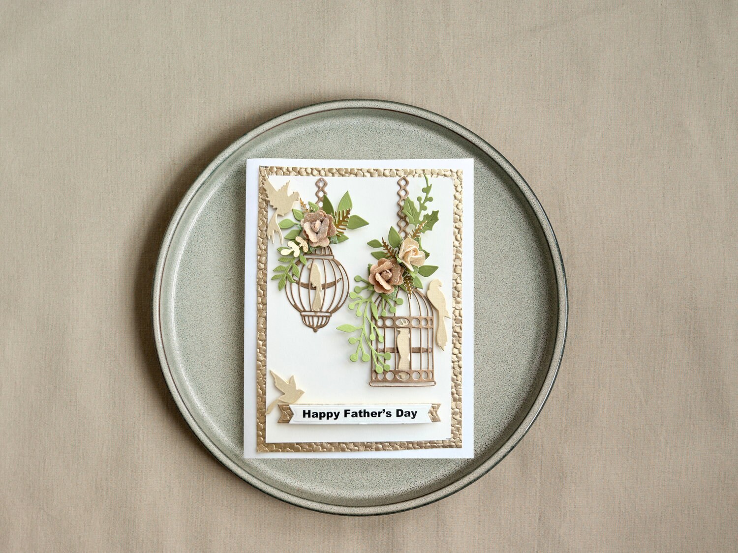 Father's Day Card for Dad With Birds and Flowers Handmade Greeting Card ...