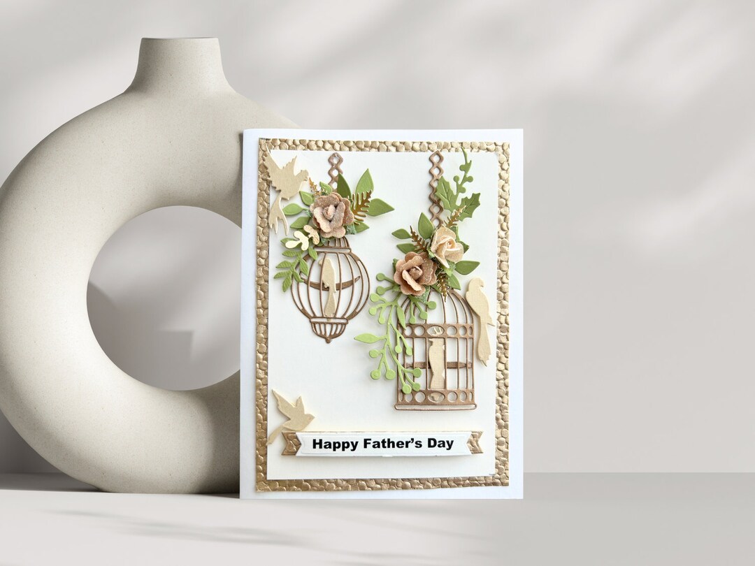 Father's Day Card for Dad With Birds and Flowers Handmade Greeting Card ...