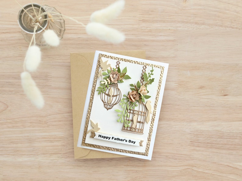 Father's Day Card for Dad With Birds and Flowers Handmade Greeting Card ...