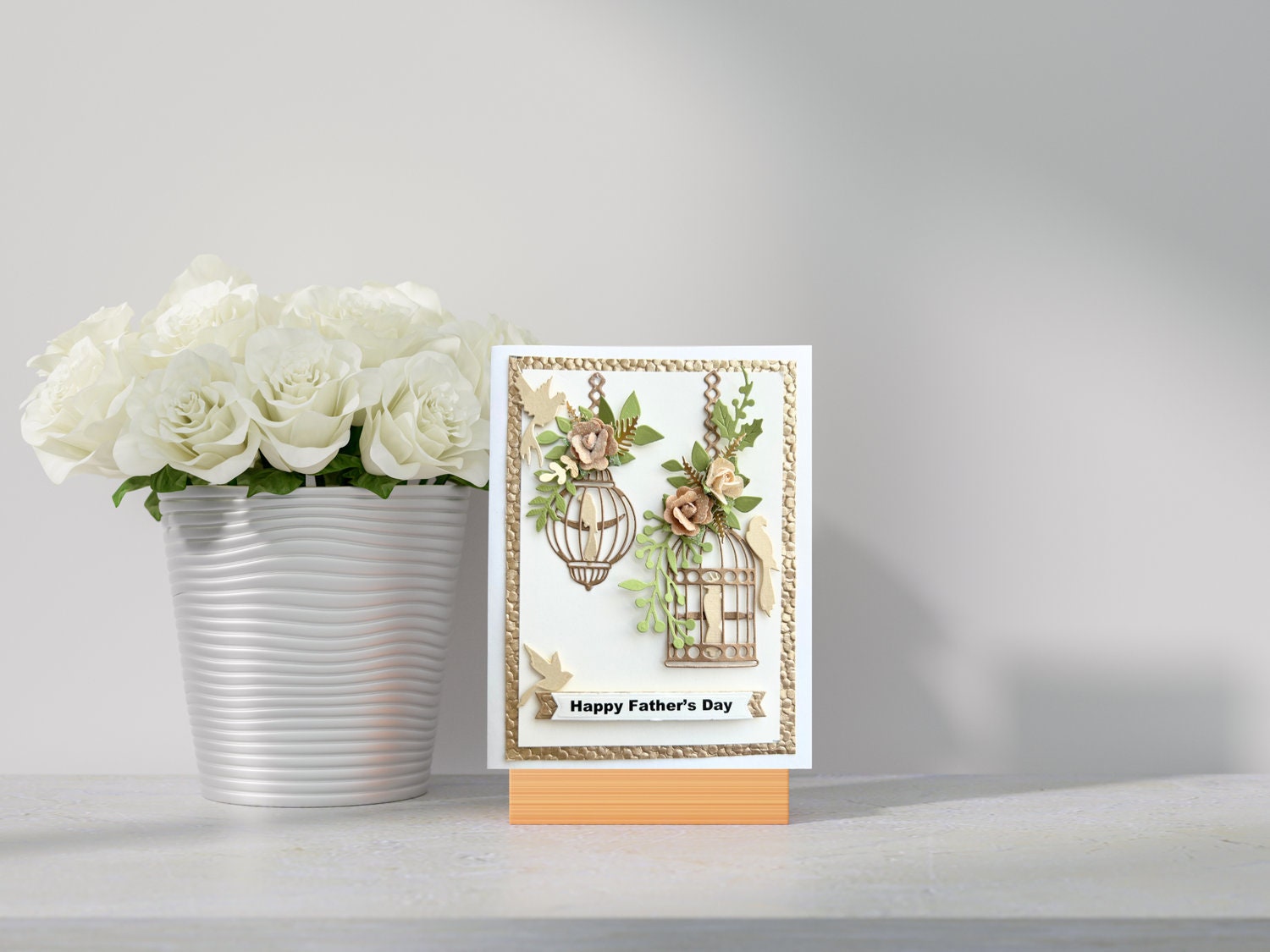 Father's Day Card for Dad With Birds and Flowers Handmade Greeting Card ...