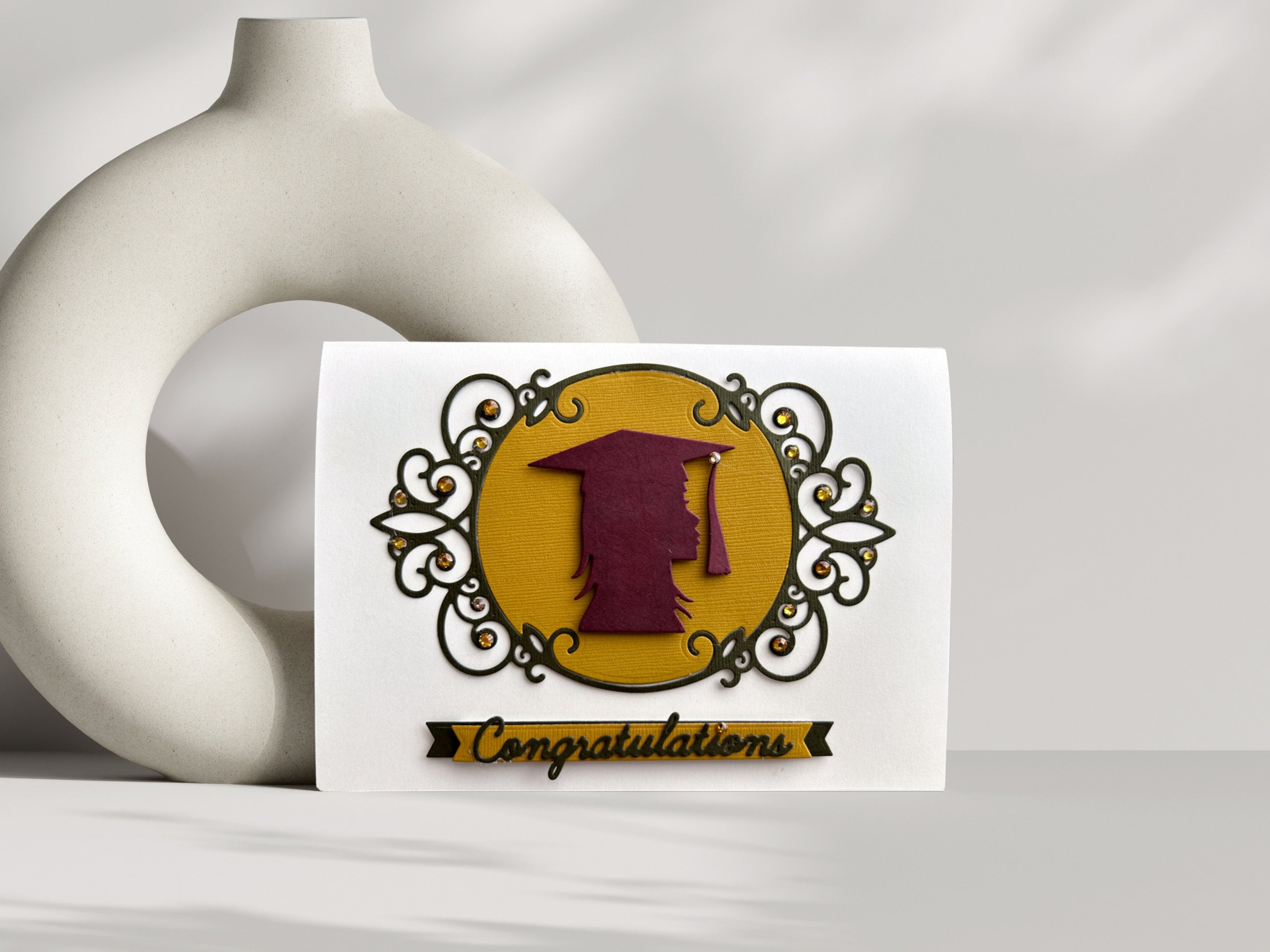 Graduation Card With Girl Woman Graduate | Cardinal and Gold School ...