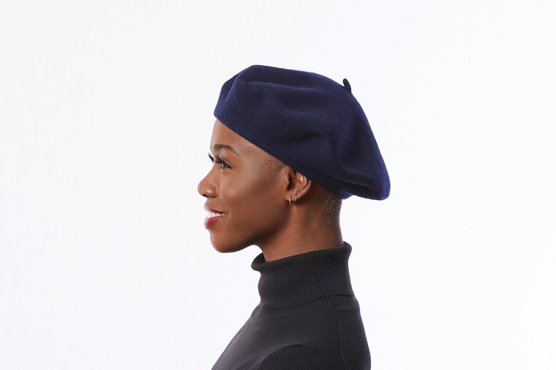 Wool Beret in Navy Blue Felt Beret for Winter Classic Beret | Etsy