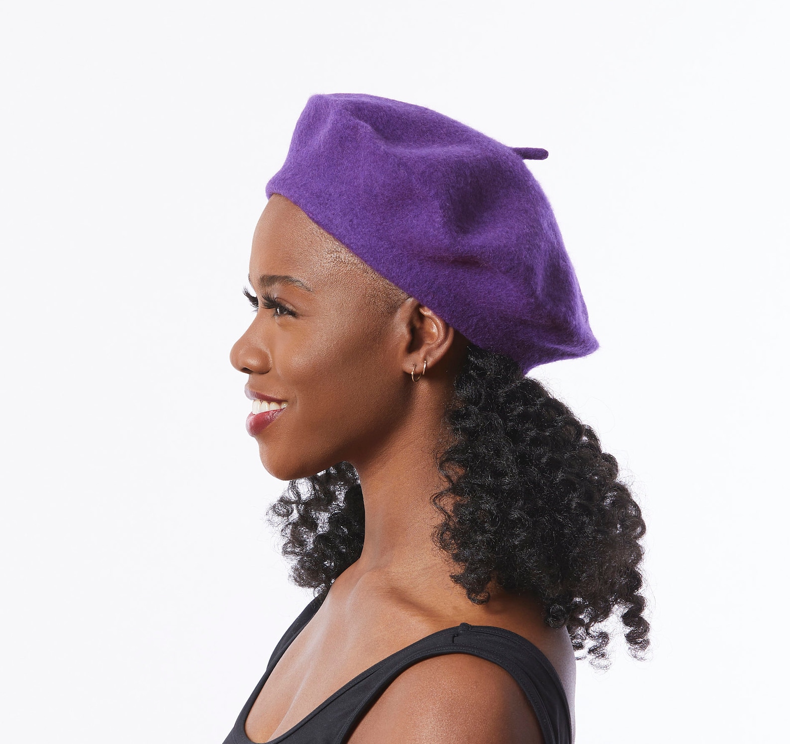 Wool Beret in Purple Felt Beret for Winter Classic Beret | Etsy