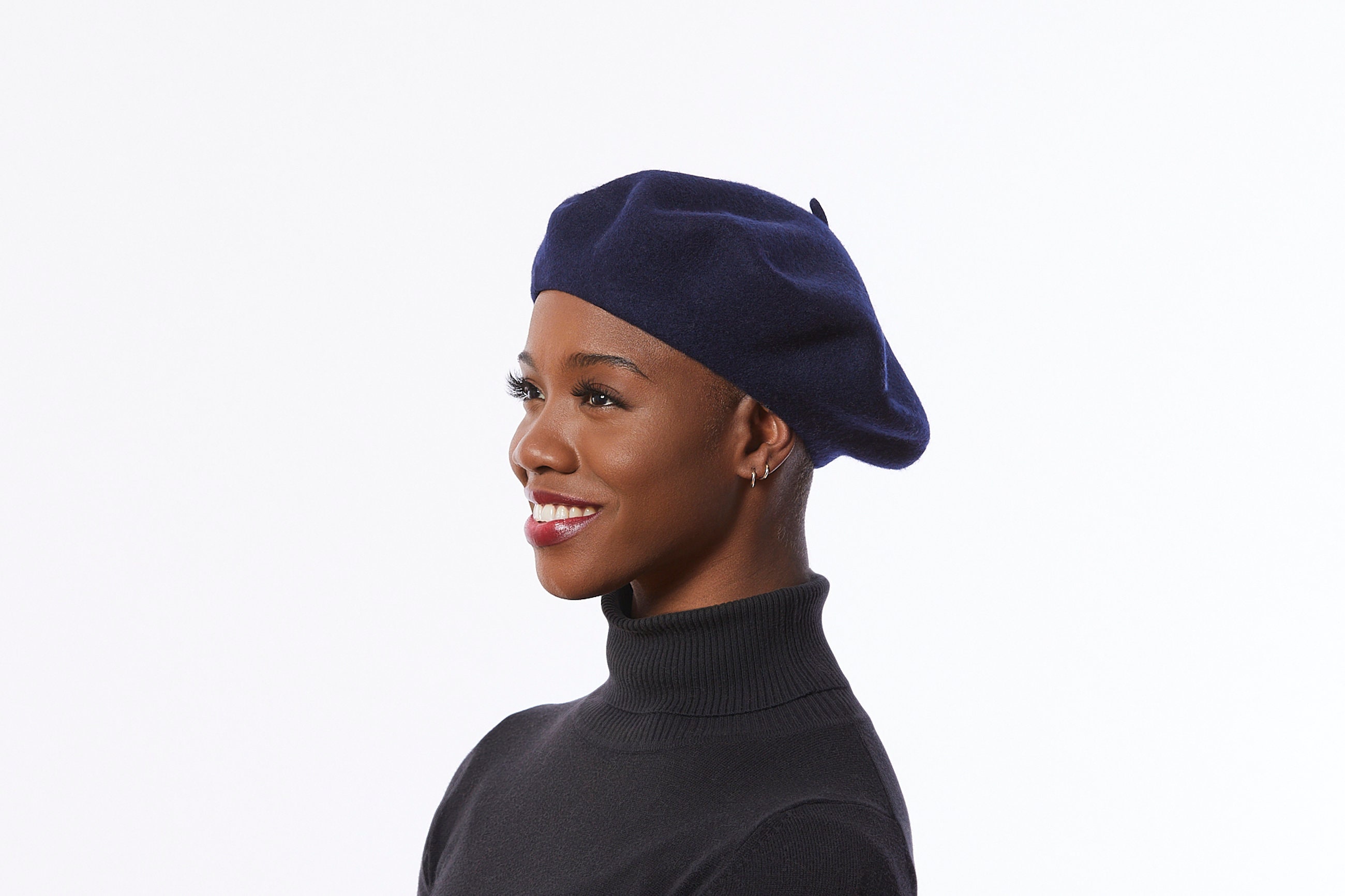 Wool Beret in Navy Blue Felt Beret for Winter Classic Beret - Etsy
