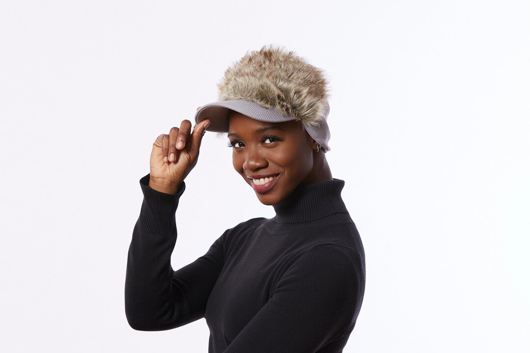 Grey Knit Visor Hat With Fur: Ponytail Dreadlocks Winter Cap - Etsy
