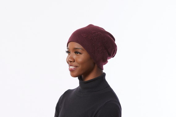 Burgundy Beanie Hat With Crystals Slouchy Winter Hat Red Warm Hat Slouchy Knit Beanie Hat Knit Wool Hat Burgundy Hat for Winter Etsy UK