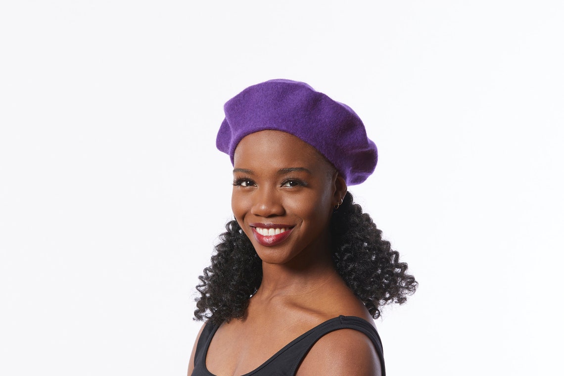 Wool Beret in Purple Felt Beret for Winter Classic Beret | Etsy