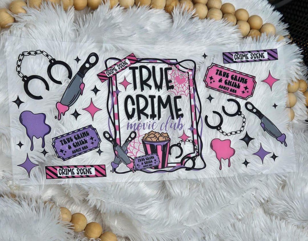 True Crime Movie Club UV DTF Wrap, Girly Mystery Fanatic Tumbler Design ...
