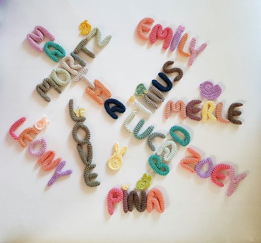 3D Letters Crocheted Name Garland Wall Decal Name Tag Children's Room ...